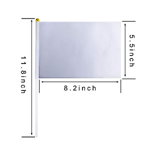 Consummate 25 Pack Solid White Blank Flag Small Mini Plain White DIY Flags On Stick, Party Decorations for Parades, Grand Opening, Kids Birthday, Party Events Celebration, 8.2 x 5.5 inchs, 11.8 inchs