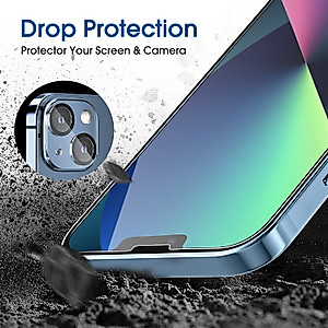 amFilm Screen Protector OneTouch Compatible with iPhone 13, iPhone 13 Pro (6.1", 2021) Tempered Glass and Camera Lens Protector, Edge to Edge Full Coverage Easy Installation Kit, Plastic, 2+2 Pack