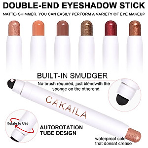 evpct 6Pcs Cream Eye Shadow Stick Makeup Set Waterproof Pencil Gradient Eyeshadow Stick Creamy Crayon Set for Eyes Desert Mink Mauve Champagne Dark Brown Gold Wine Red Eye Brightener Stick Highlighter