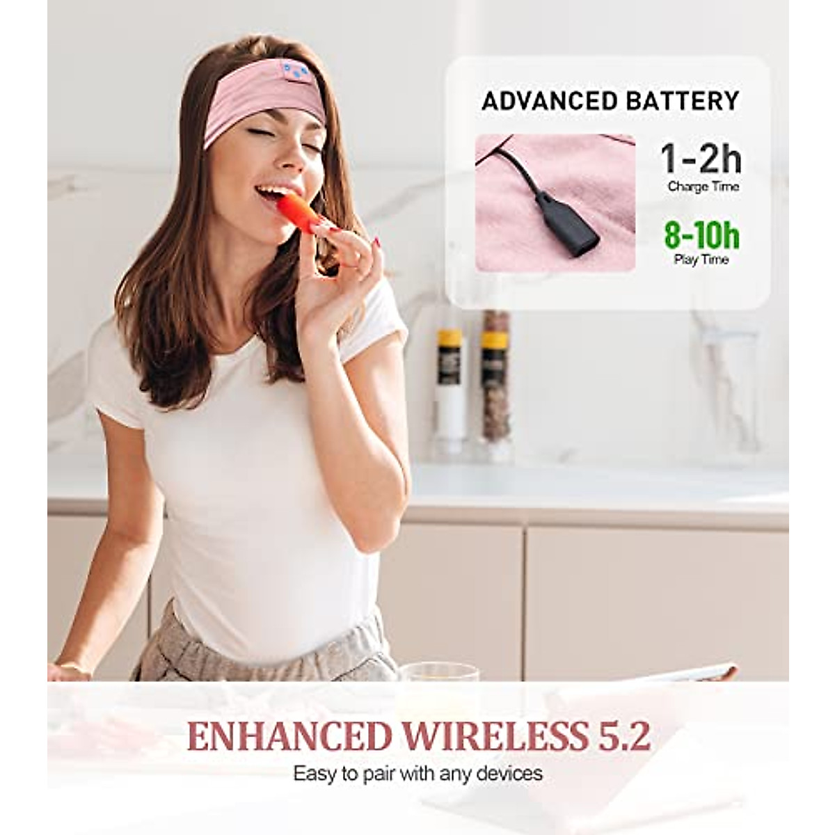 Perytong Bluetooth Headphones for Sleep, Sleep Headphones Headband Soft Sleep Earbuds Bluetooth Headband Headphones,Gifts for Women Sister Mothers Day Birthday Valentine's Day