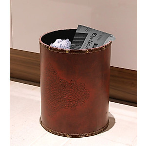 Vintiquewise(TM) Faux Leather Antique Design Waste Bin