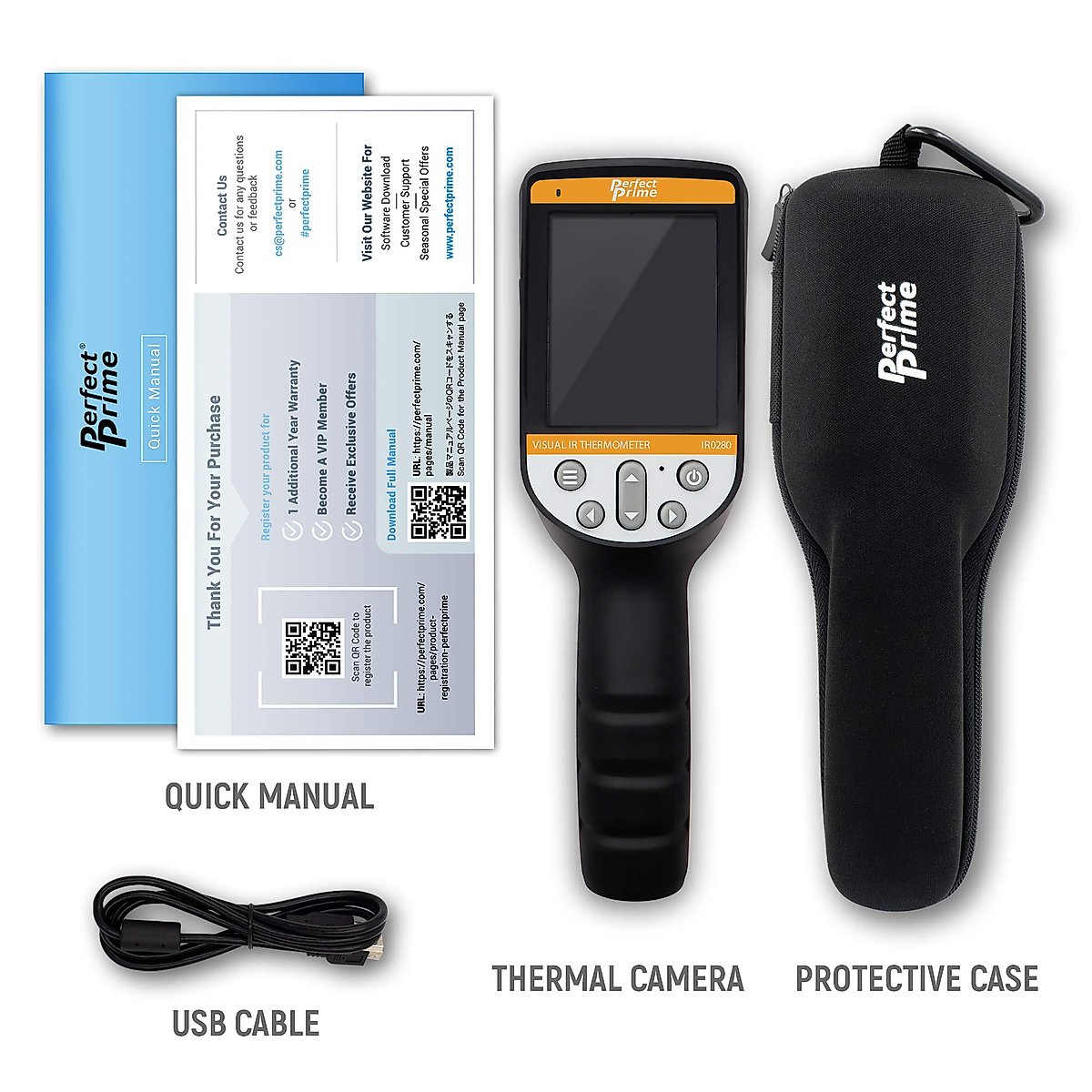 PerfectPrime IR0280, Infrared (IR) Thermal Imager & Visible Light Camera/Video Record 1024 Pixels & Temperature Range from -22~1832°F