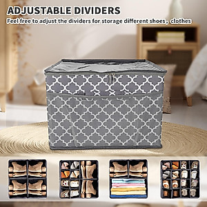 CARSHAM Shoe Organizer for Closet - Fits 4-16 Pairs, Large Foldable Shoe Box Storage Containers with Adjustable Dividers, Clear Cover & 2 Mesh Pockets, Shoe Bins for Sneakers High Heeled Boots