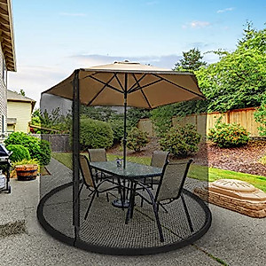 Pure Garden 82-5677C Netting for Patio Table Umbrella, Garden Deck Furniture-Zippered Mesh Enclosure Cover, 7.5', Black