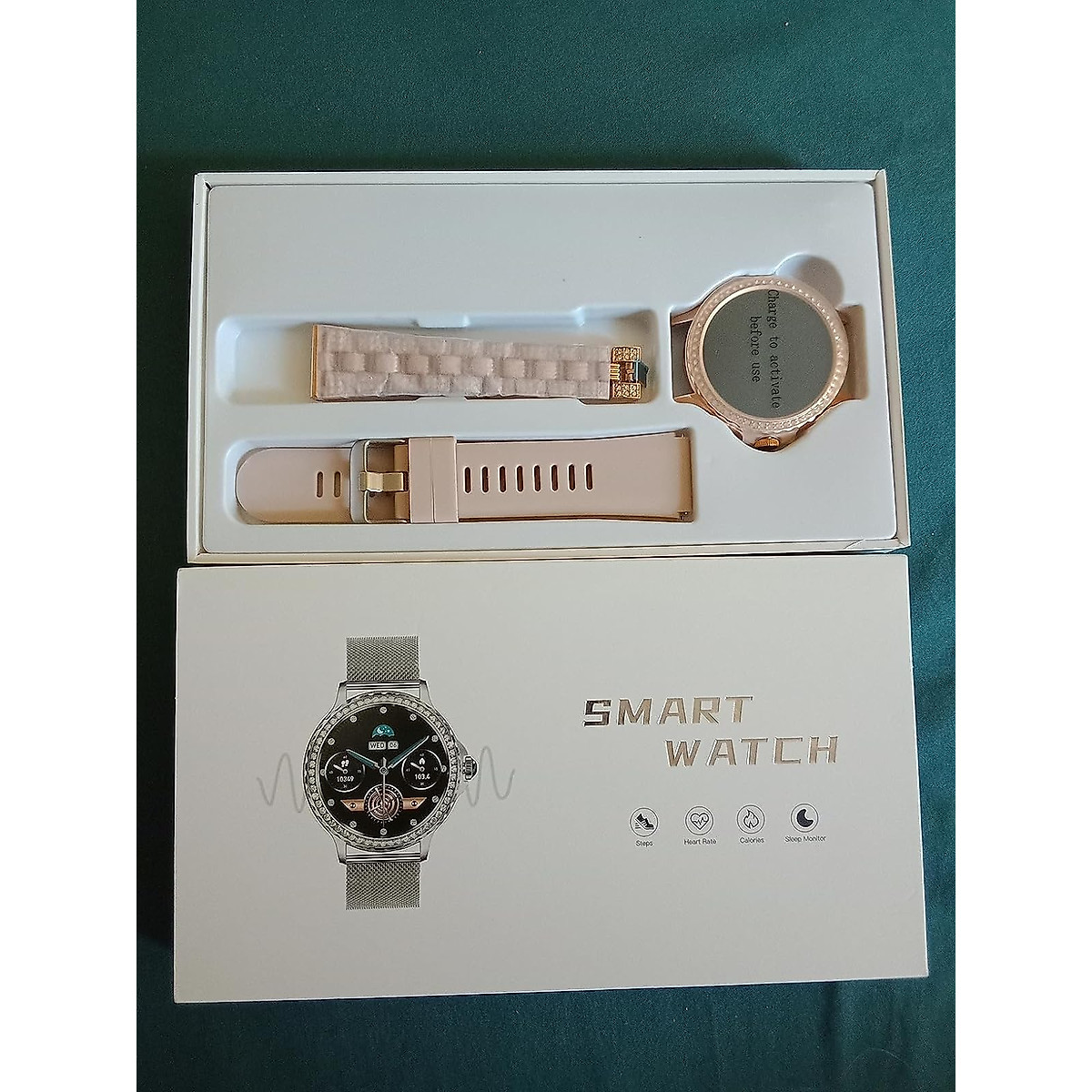 Smart Watches for Women (Answer/Make Call) with Diamonds, 1.3”HD Screen Bluetooth Smartwatch for Android iOS Phones, IP68 Waterproof Fitness Activity Trackers with Heart Rate/SpO2/BP/Sleep Monitor