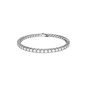 SWAROVSKI Matrix Tennis Bracelet, Round Clear Stones on Rhodium Finished Band, Size M, Part of the Matrix Tennis Collection