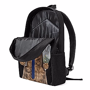 Kamoxi Funny Cat School Bookbag Cute Cat with Money Dollar and Euro Banknotes Kitten Laptop Backpack Casual Travel Daypack Adjustable Shoulder Straps Bags for Women Men Students, Large 17"