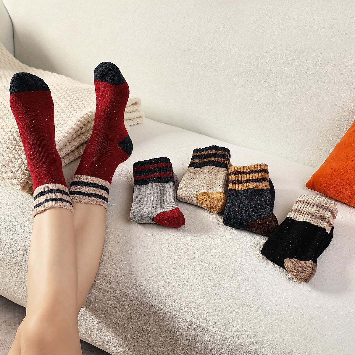 Wool Socks for Women - Womens Wool Socks Winter Socks for Men Warm Thick Knit Soft Cozy Casual Boots Crew Socks
