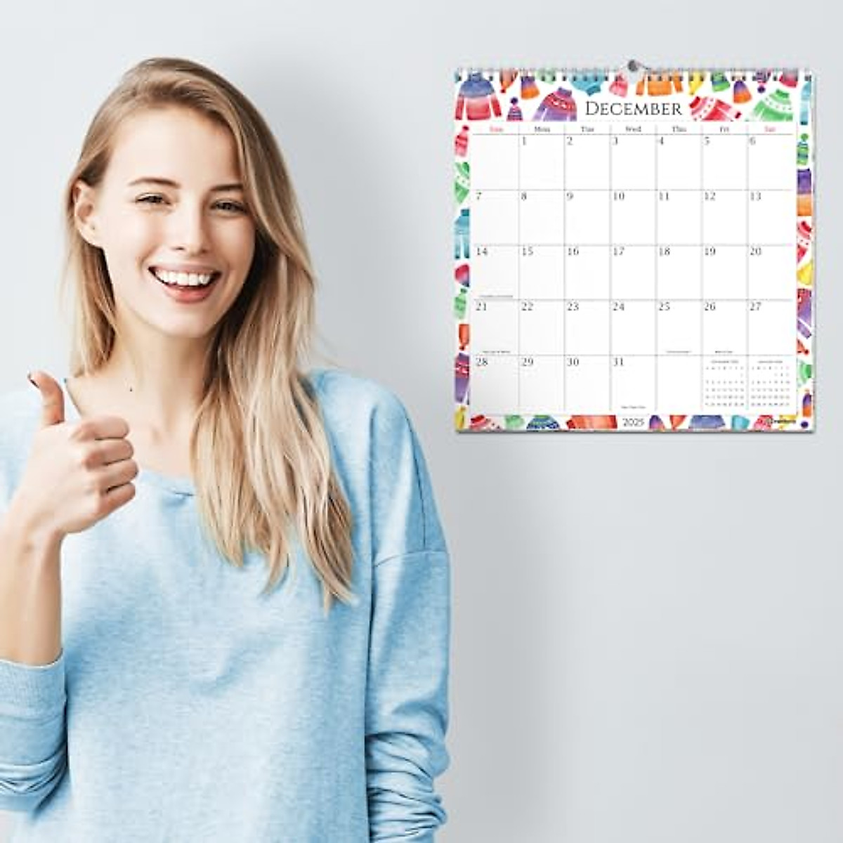 CRANBURY Large 12x12 Wall Calendar 2025 (Seasons), Square Hanging Calendar, Big Grid, Colorful Seasonal Monthly Designs