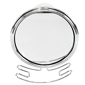 Home-X Small Fogless Suction-Cup Mirror, Shower Mirror, Shaving Mirror with Razor Holder for Shower, 6 ½" L x 6" W x 2 ½" H, Chrome