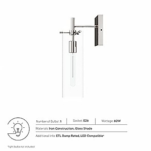 Modway Skylark Wall Sconce in Clear Polished Nickel, Silver, 5 x 8.5 x 17