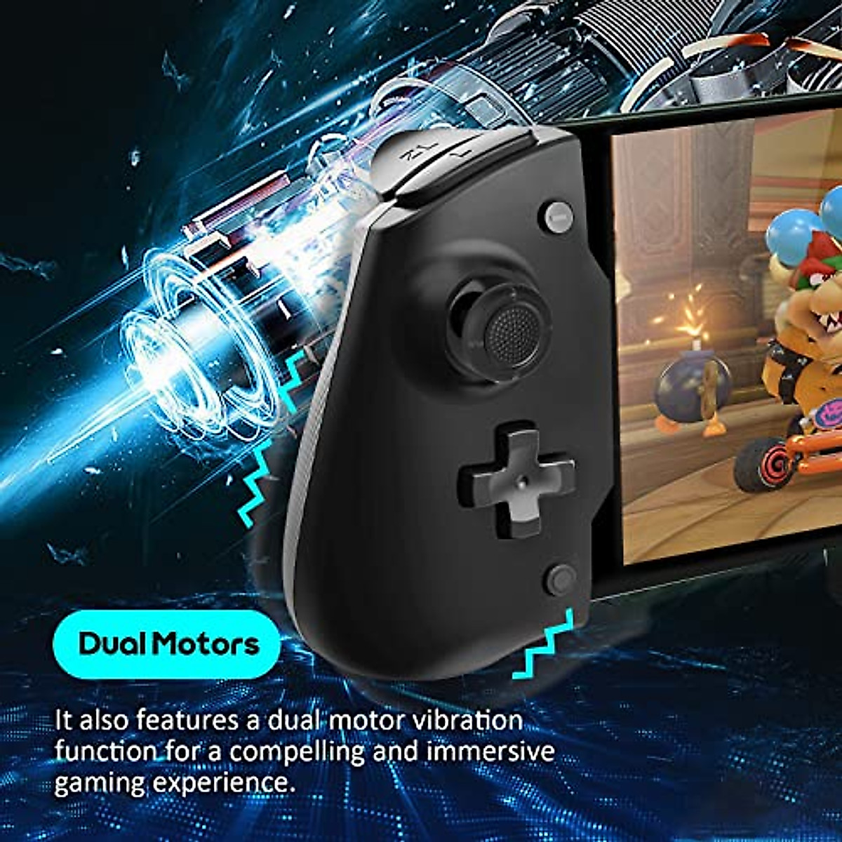 YOUHODA Ergonomic Nintendo Switch/Switch OLED Controller Grip for Handheld Mode with 6-Axis Gyro, Back Button Mapping, Vibration, PD Fast Charge