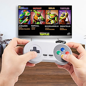 [New Version] 2 Pack 2.4 GHz Wireless Controller Game pad Compatible with SNES & PC, with SNES & USB Receivers, Support Windows PC, IOS MAC, Linux Raspberry Pi and SNES [Plug & Play] [Rechargeable]