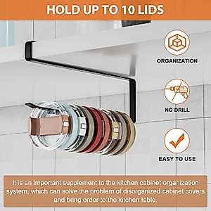 Liktadr Premium Tumbler Lid Organizer, Lid Organizer-Paper Towel Holder Under Cabinet, Easy Install-Space Saving Design Drinking Tumbler Lid Storage for Kitchen Organizers and Storage(Black)