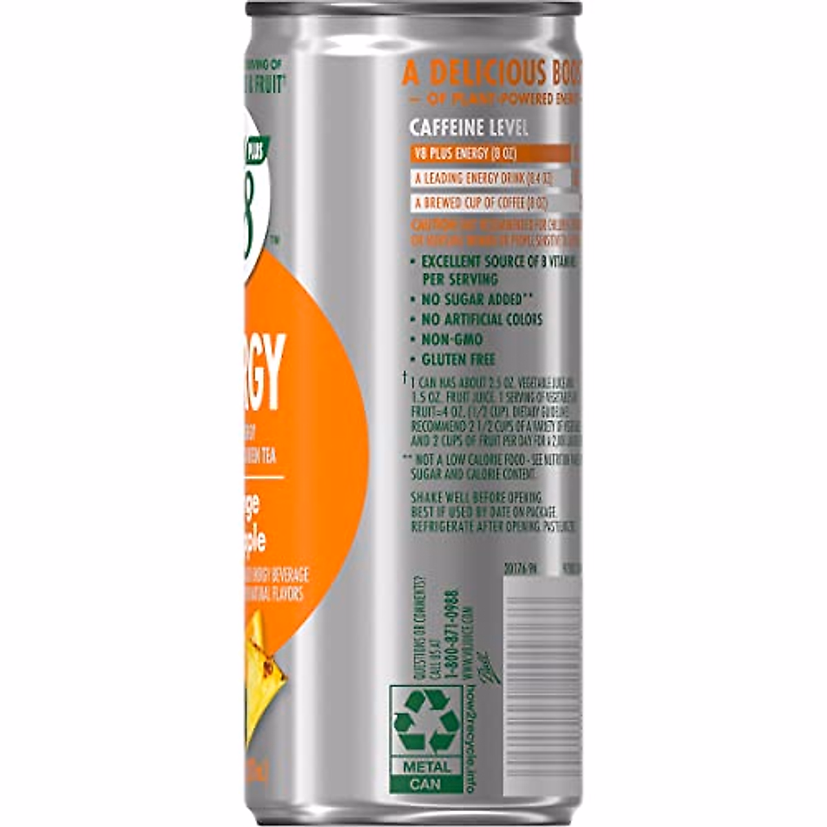 V8 +ENERGY Orange Pineapple Energy Drink, 8 Ounce Can (Case Of 24)