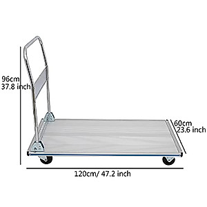 DMUNIZ Platform Trucks Flatbed Cart Folding Aluminum Platform Truck Extended Version Foldable Handle Rolling Multifunctional Moving Flatbed Cart Hand Trolley 770 lb Push Cart