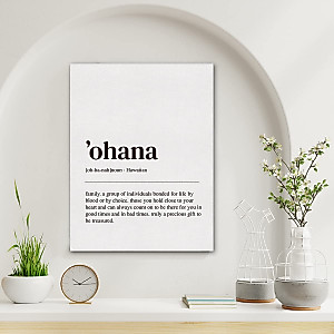 ‘Ohana Definition Family Canvas Wall Art Poster Print Gift, Ohana Quote Family Definition Painting Ready to Hang Home Decor (11.5" x 15")