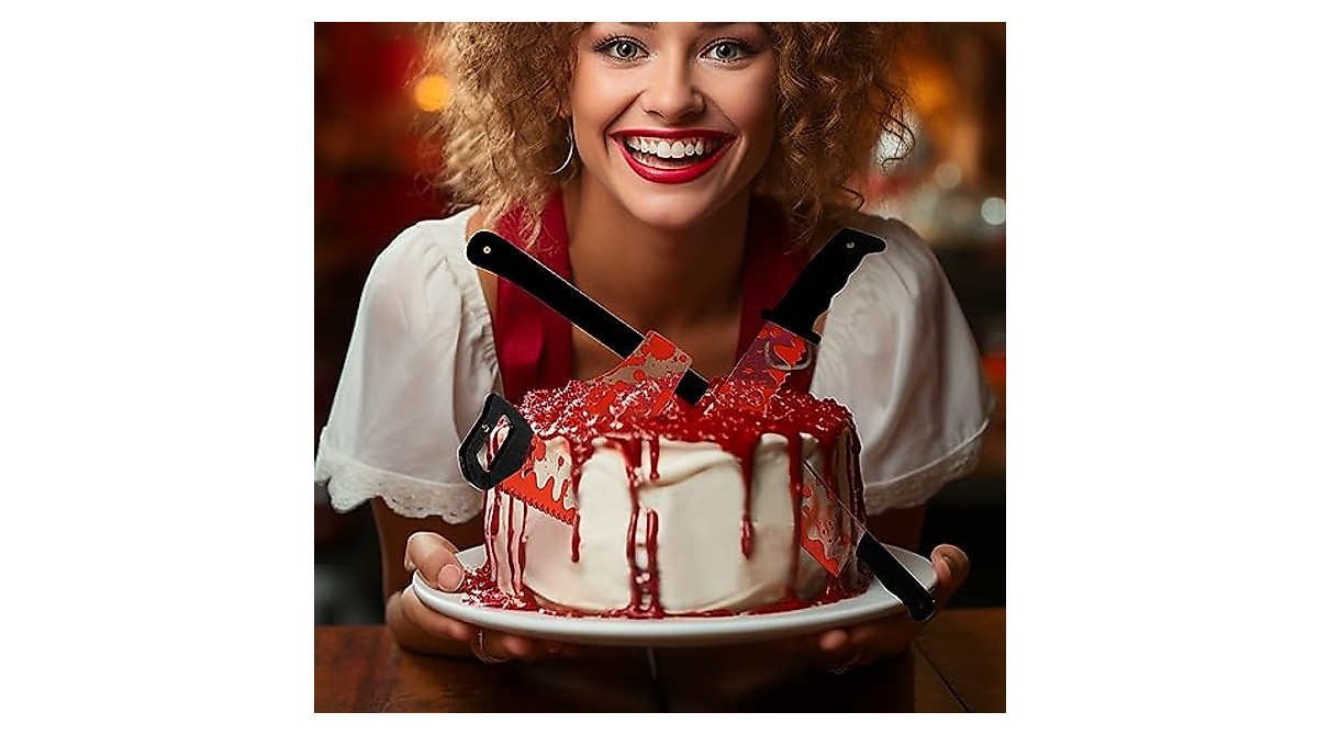 Spooky Blood Splatter Knife Cake Toppers for Halloween