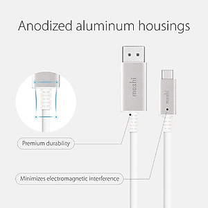 Moshi USB C to DisplayPort Cable 1.5m/5ft, Support 5K@60 Hz, 4K HDR, VESA Certified, Aluminum Housing, Thunderbolt 3 Compatible (Ensure Monitors Accept DisplayPort Signal)