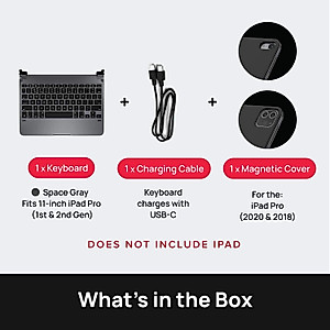 Brydge 11.0 Pro Wireless Keyboard | Compatible with iPad Pro 11-inch (2018) | Backlit Keys | Long Battery Life | (Space Gray)