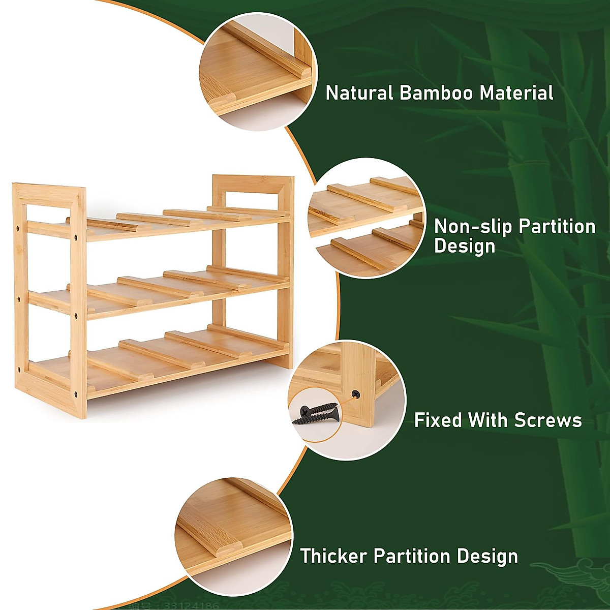 Meegoo Water Bottle Organizer, Bamboo Stackable Water Bottle Holder, 12 Freestanding Water Bottle Holder Rack, Storage for Cabinet Kitchen Countertops, Table Top, Pantry, Classroom, Yoga Room, Gym