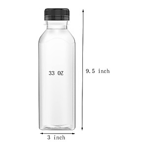 3 Pcs 17 Oz Plastic Juice Bottles Empty Clear Containers with Tamper Proof Lids for Juice, Milk and Other Beverage