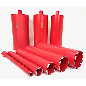 1" - 8" Inch Diamond Wet Core Drill Bit Set 1-1/4” Threaded by BLUEROCK Tools for Concrete Rebar Asphalt Brick Rock Masonry Hole Barrel Coring Bits