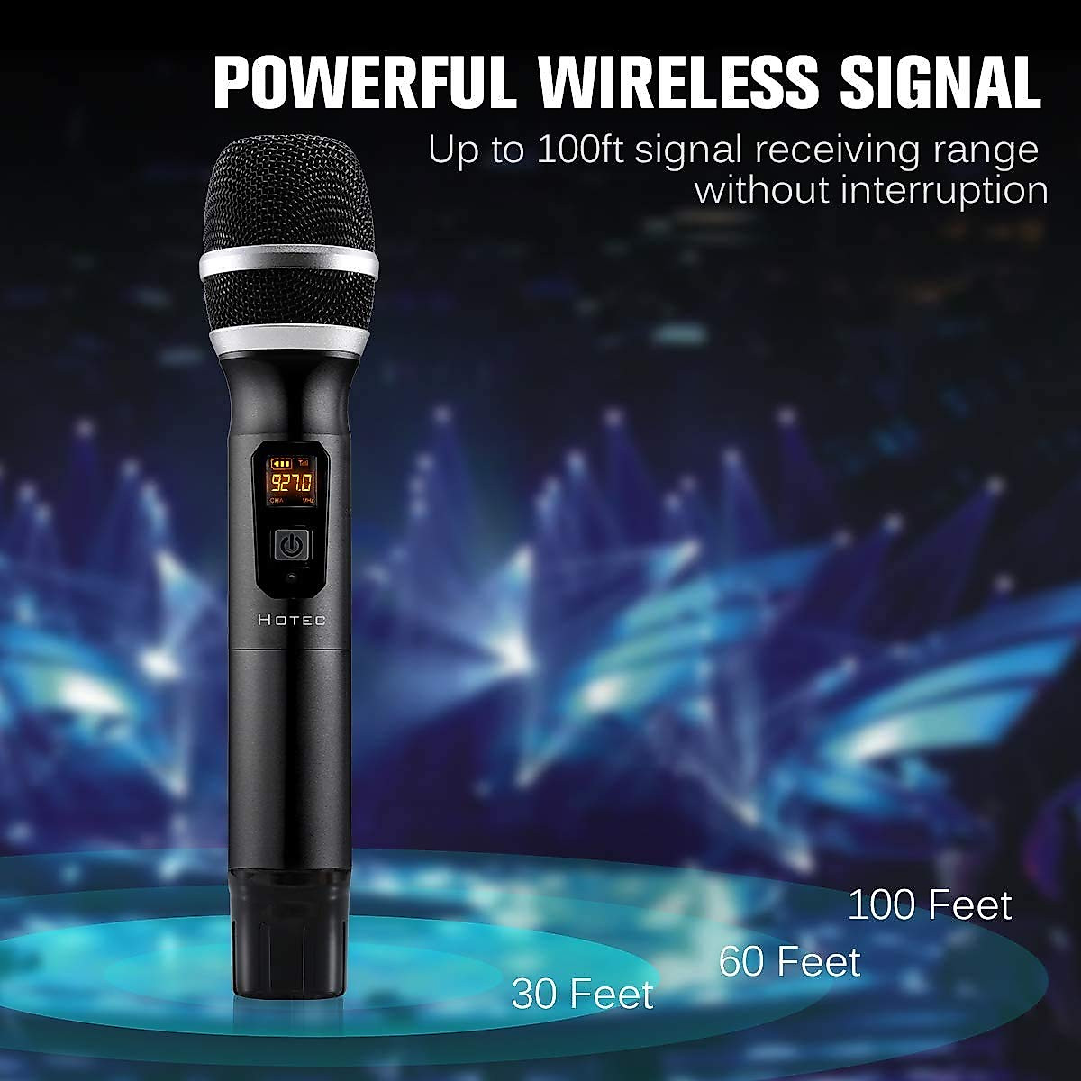 HOTEC Wireless Microphone, Metal Dual UHF Dynamic Handheld Microphone System for Karaoke, Singing, Speech (H-U26)