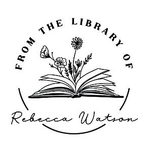 from The Library of | Ex Libris | Floral Book Stamp | Personalized Book Embosser | Custom Library Stamp | Monogram Self-Inking Wood Handle Stamper (Floral 3)