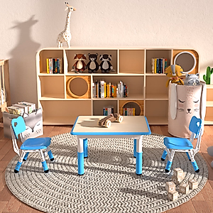 LulliSpace Kids Table and 2 Chairs Set, Height Adjustable Toddler Table and Chair Set,31.5"X23.6"Graffiti Desktop,Activity Table for Daycares,Homes,Classroom,Eco-Friendly, and Stylish Design