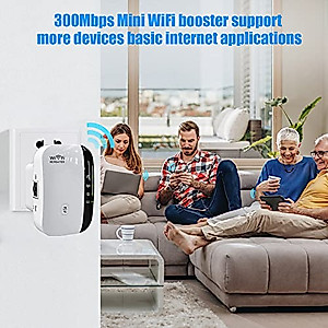 300Mbps WiFi Long Range Amplifier Booster Extender - Wireless Internet Repeater Long Range Amplifier with Ethernet Port Access Point - for Home Hotels Apartments Indoor Office