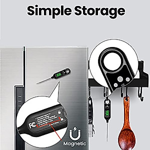 LSENLTY Upgraded Digital Instant Read Meat Thermometer, IPX7 Waterproof Thermometer Probe, Easy to Use Kitchen Cooking Food Thermometer for Oil Deep Fry Candy BBQ Air Fryer, Smoker Oven Black