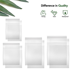 Seal Fresh Cello Bags – Bundle S Variety Pack – 4 Assorted Combo Sizes (600 Count) – 2x3 Inches (200), 3x4 Inches (200), 3x5 Inches (100), 4x6 Inches (100) – Clear Plastic Resealable Self-Adhesive Sealing Reclosable Cellophane Baggies – For Snacks, Cookie