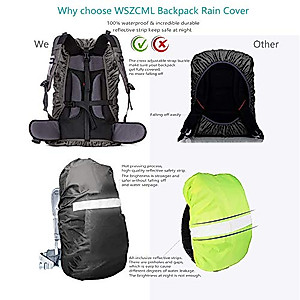 WSZCML Backpack Rain Cover, Upgraded Adjustable Waterproof Backpack Cover (10-90l) (Gray, M (For 25L-45L backpack))