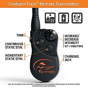 SportDOG Brand Contain + Train System-In-Ground Fence & Remote Trainer- Waterproof, Rechargeable Collar- Tone, Vibrate, & Shock- from Parent Company of INVISIBLE FENCE Brand- 100 Acre Capability