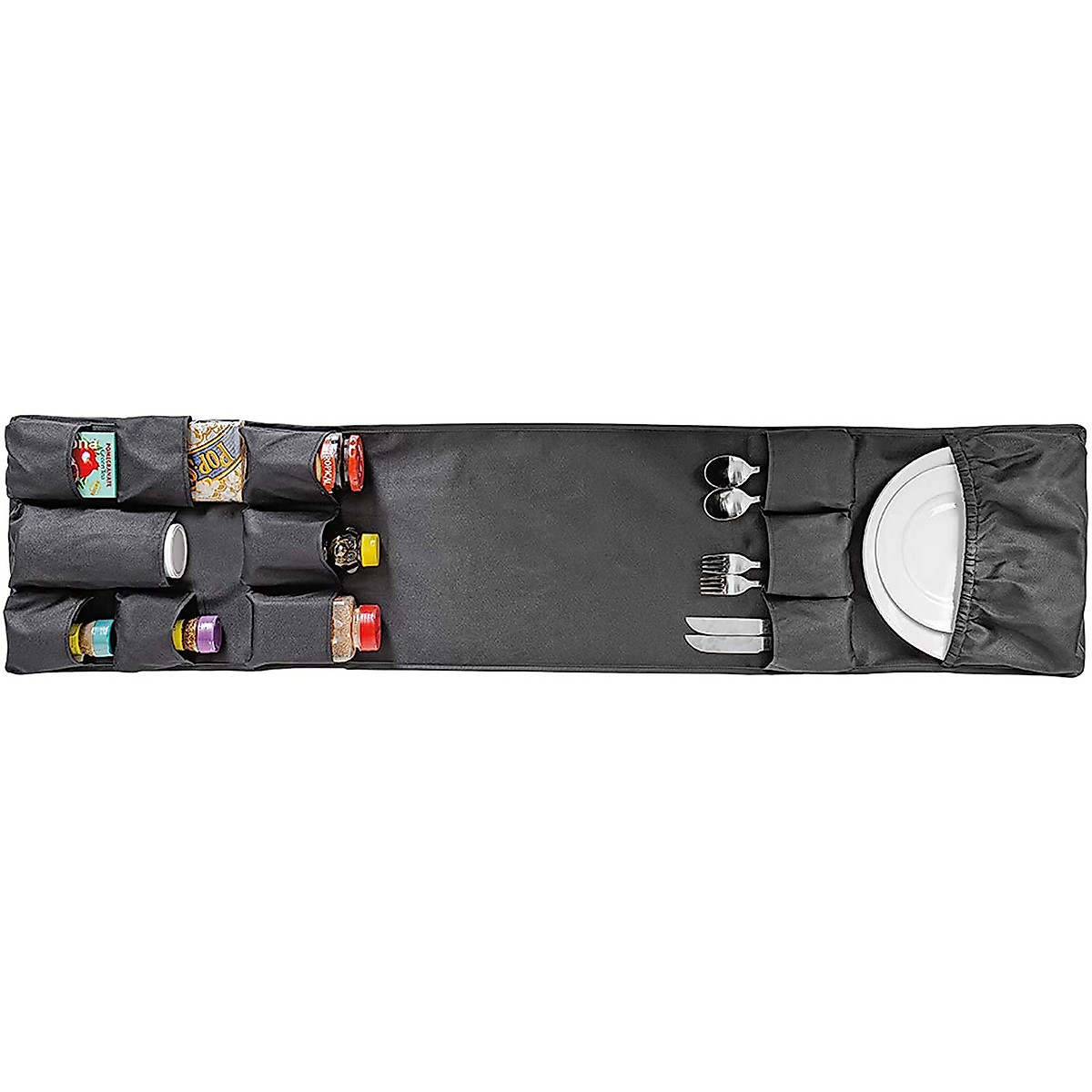 Smart Design Mini Fridge Organizer – 12 Pockets, Black, 53.5 x 12 in. – Durable Mini Fridge Organization and Storage Holds Pantry Goods, Utensils & More – Great for Office or Dorm Fridge Organization