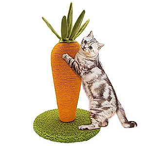 AUSCAT Cat Scratching Post, Cute Carrot Scratching Post, Nature Sisal Cat Scratcher for Indoor Cats and Kittens