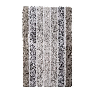 Ramanta Home Alpine Stripe Bath Rug Set of 2- Light Grey, Non Slip Bathroom Mat, 100% Cotton Kitchen Living Room Rugs, Machine Washable, 21x32 & 17x24 Inches