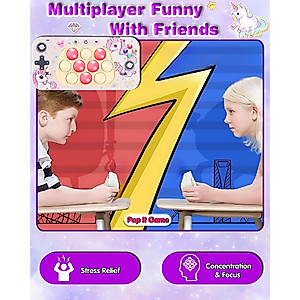 Fast Push Game Fidget Toys for Kids Adults, Quick Push Game, Handheld Sensory Fidget Popper Game Console Toys for Kids 6-12, Birthday Gifts for Boys, Girls, Teen（Unicorn）