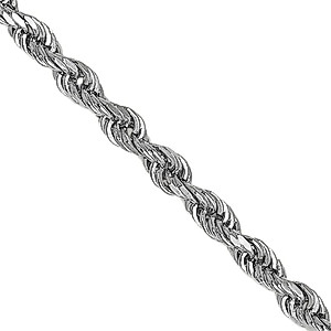 Avariah Solid 14K White Gold 1.5mm Diamond-Cut Rope Chain - 18"