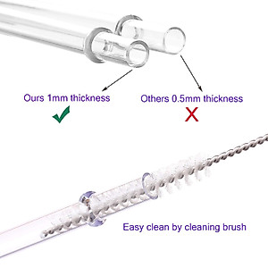 DAKOUFISH 11 Inch Clear Reusable Thick Tritan Plastic Drinking Straws Extra Long for 24oz & 40oz Mason Jar Tumblers,Dishwasher safe,Set of 12 Pcs Straws with Cleaning Brush (11inch, Clear)