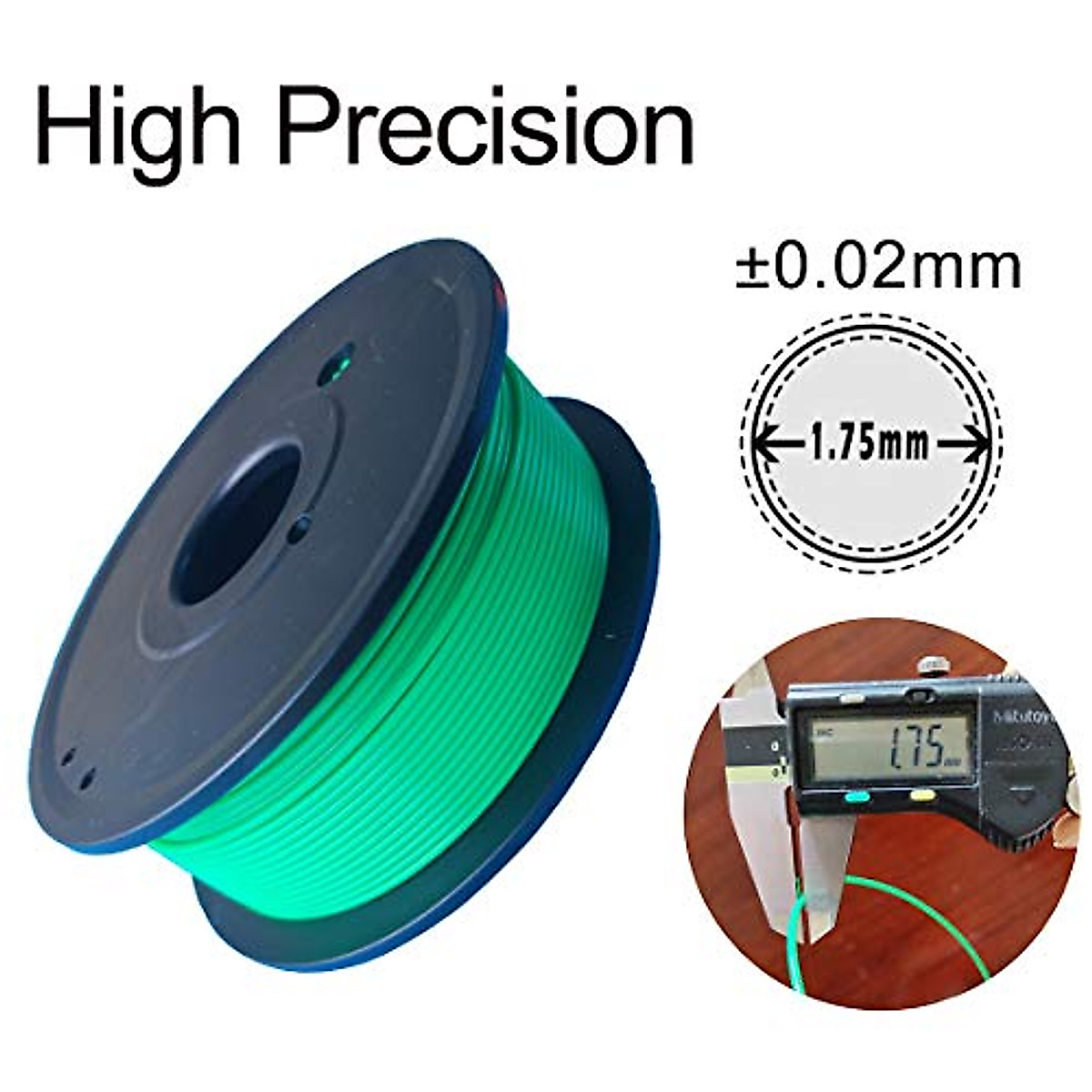 Maths PLA+ 3D Printer Filament 1.75mm (±0.02 mm), 250g/Spool×4, Independent vacuum package. 4 Colors Pack for 3D Printer & 3D Pen---Orange, Green,Black, White.