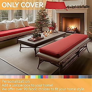 ROFIELTY Custom Cushion Covers, Patio Furniture Cushion Covers with Zippers, Bench Cushion Cover with Non-Slip Design, 70+ Colors to Choose from (Custom Size)