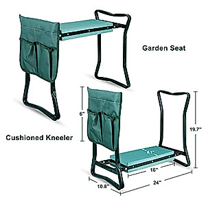SUPER DEAL Newest Folding Garden Kneeler and Seat with Free Tool Pouches - EVA Foam Pad Protects Your Knees - Sturdy and Lightweight