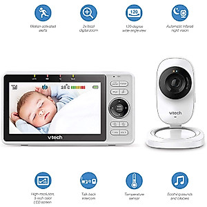 VTech RM5752 Wi-Fi 1080p HD Video Monitor with Remote Access, White (Renewed)