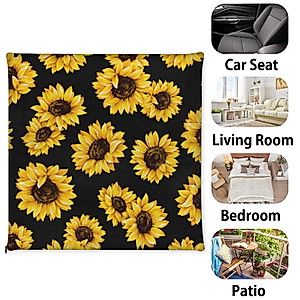 Square Chair Cushion Sunflower Foam Seat Cushion Sunflower Print Chair Pad Slip Resistant Thick and Comfortable Seat Cushion Pads Durable Soft Mat Pad 16 inch x 16 inch