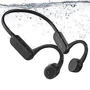 DYCROL Bone Conduction Headphones, Wireless Bluetooth 5.0 Open Ear Headphones Built-in 8G Memory IP68 Waterproof Sports for Workout, Running, Hiking, Cycling, Swimming and More Activities, Black