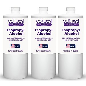 Volu-Sol Isopropyl Alcohol 99% (Isopropanol) - High Purity, USP | Kosher IPA for Lab Equipment, Electronics, & Medical Cleaning - Clear Bottle, 1L/ 32 oz. (3 Pack)