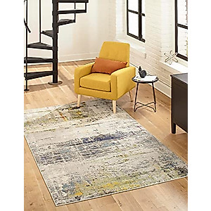 Unique Loom Chromatic Collection Modern Rustic & Vibrant Abstract Area Rug for Any Home Décor, 5 x 8 ft, Beige/Gray