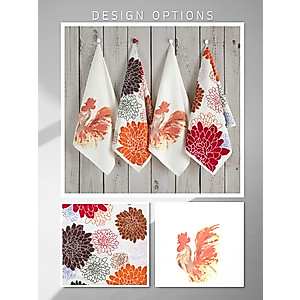 Kitchen Towels - 2-Piece Set of Absorbent Cotton Dishcloths (20x30 in), Durable & Oversized Farmhouse Design with Elegant Floral Pattern, Hanging Loop for Easy Hand & Dish Drying - White